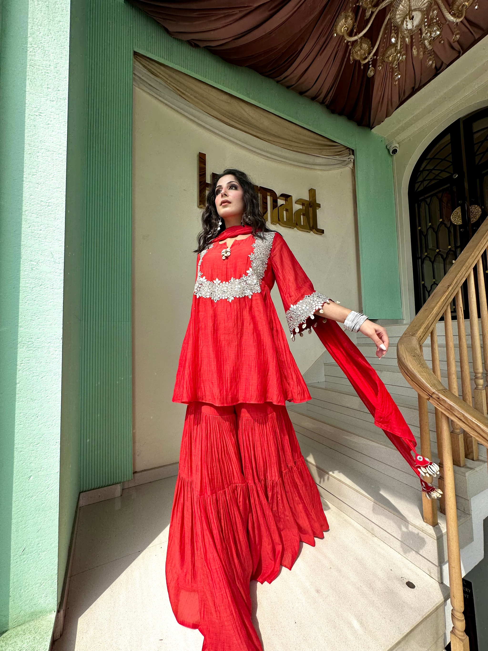 SCARLET RED GARARA SUIT